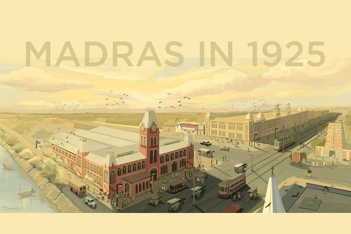 MADRAS IN 1925: ART POSTCARD